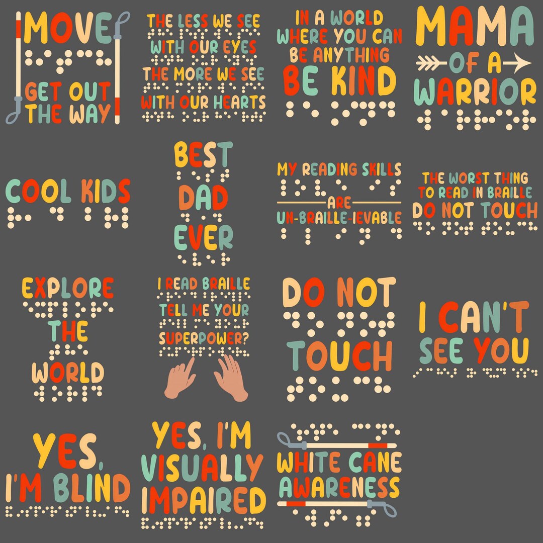 Braille Dots Blindness Awareness PNG – Be Kind Retro Clipart, Inclusion ...