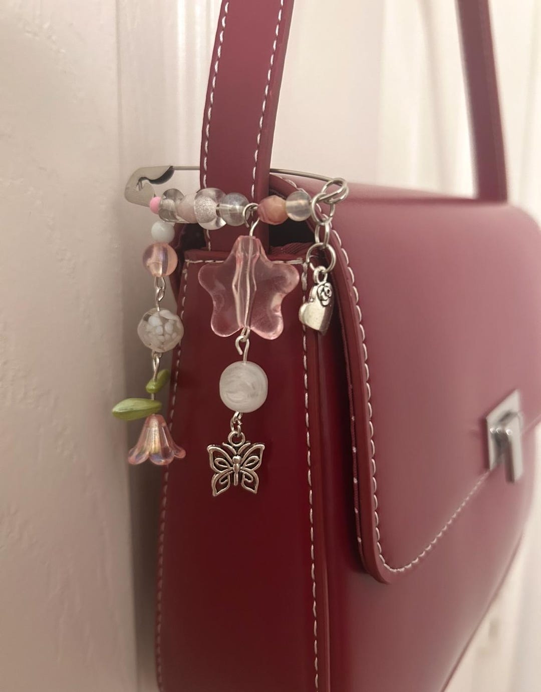 Pink Safety Pin Charm/keychain - Etsy