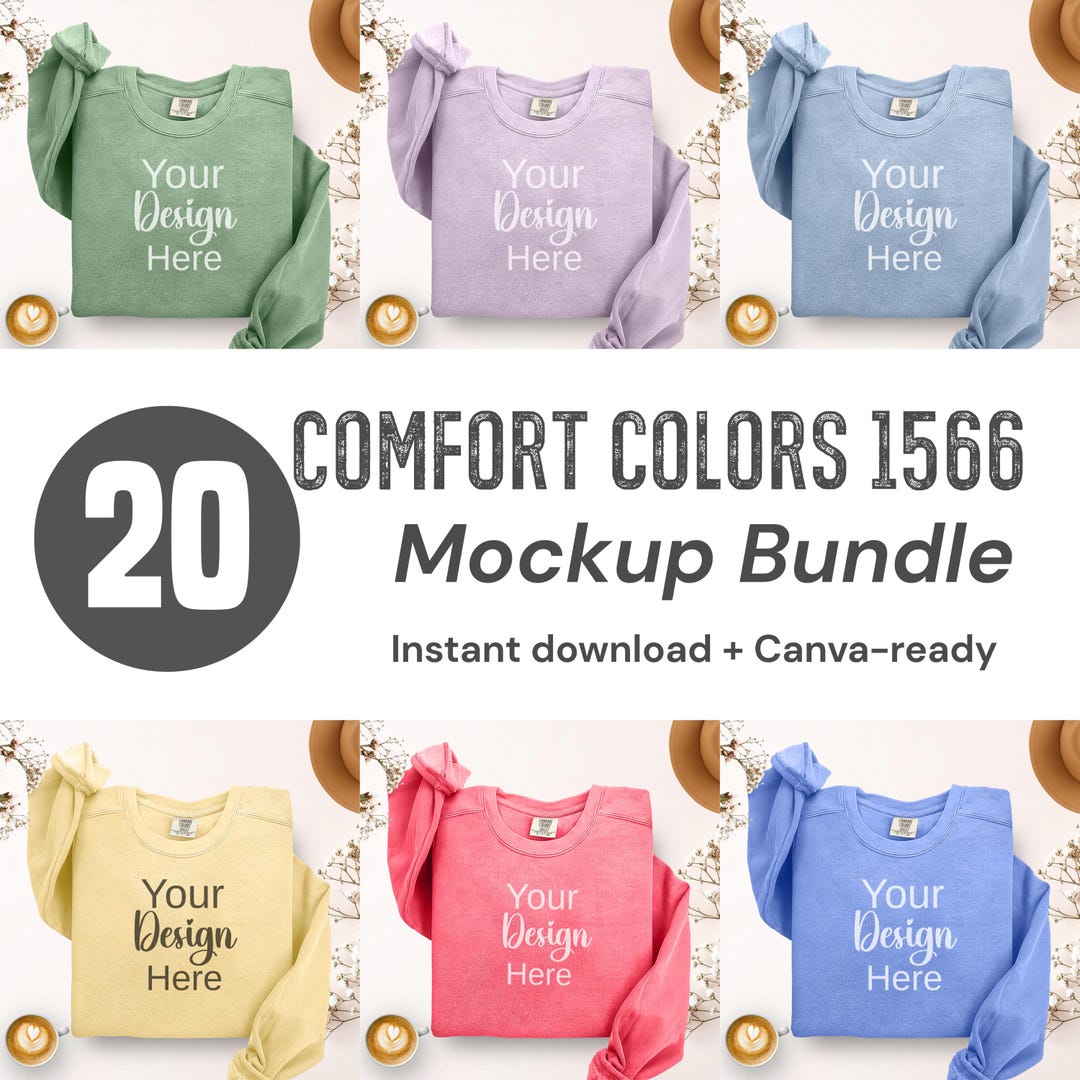 Comfort Colors 1566 Mockup Bundle, Folded Flat Lay Mockup Bundle ...