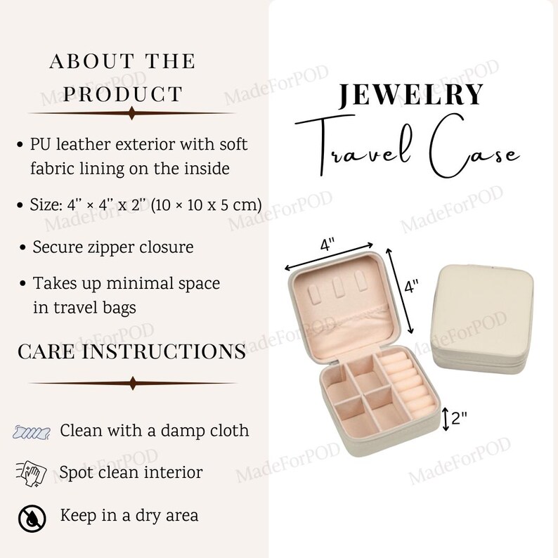 Jewelry Travel Case Mockup, Jewelry Travel Case Card, Printify Travel ...
