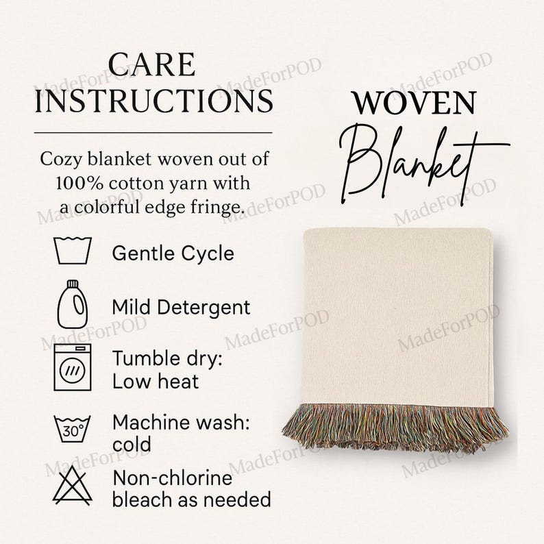 Woven Blanket Mockup Bundle, Woven Blanket Size Chart, Throw Blanket ...