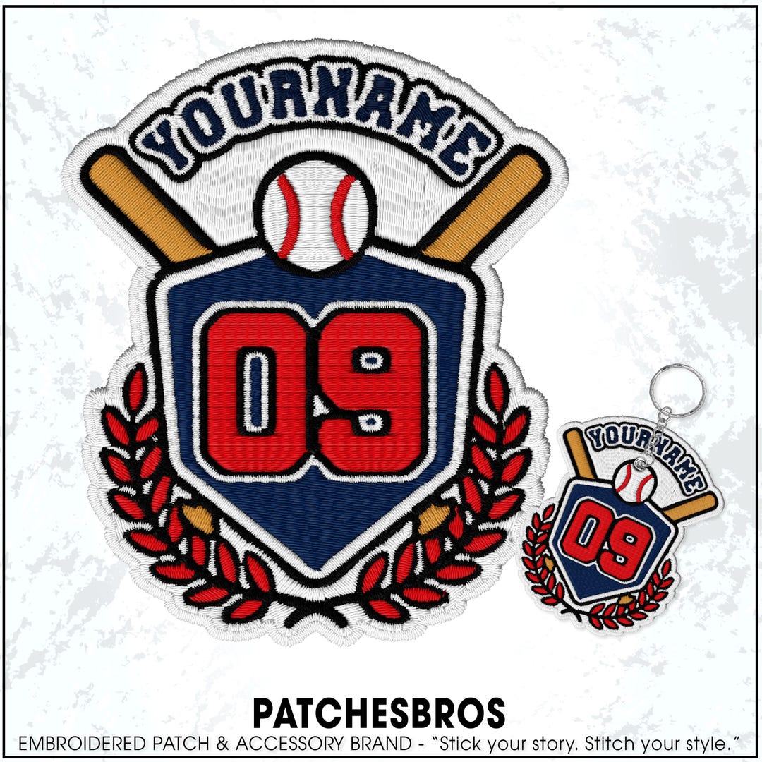 Custom Baseball Logo Ball Name Number Embroidered Patch – Sports ...