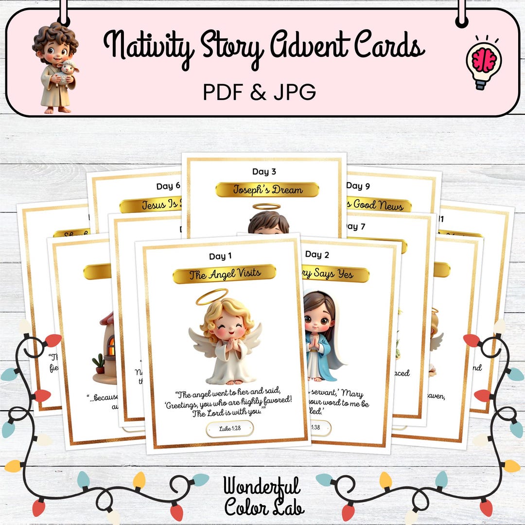 Nativity Story Advent Cards | Printable Bible Verse Cards | Christmas ...