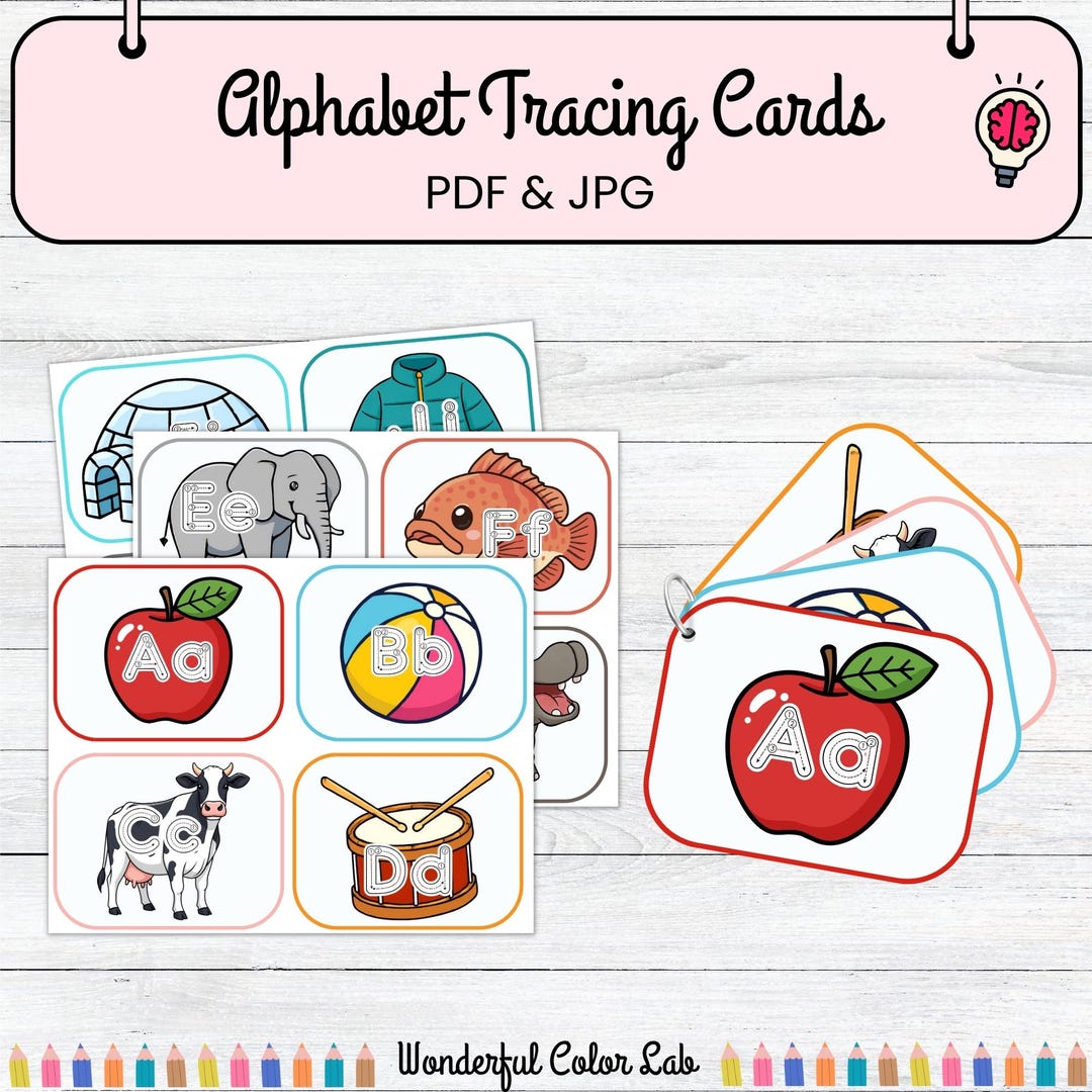 Alphabet Tracing Cards | Letter Tracing Flashcards | ABC Write & Wipe ...