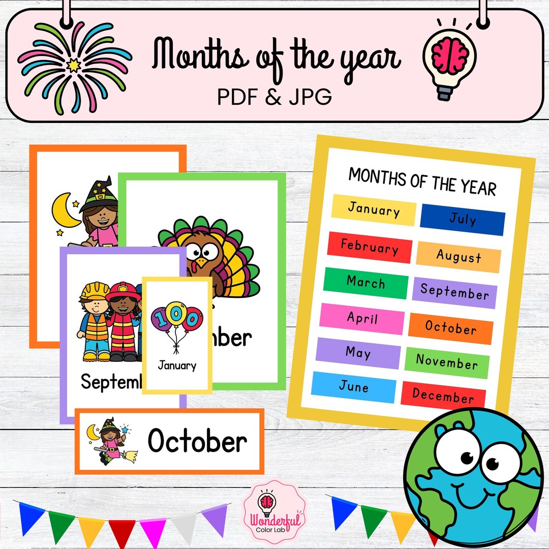 Months of the Year Flashcards Bundle | Classroom Decor for Teachers ...