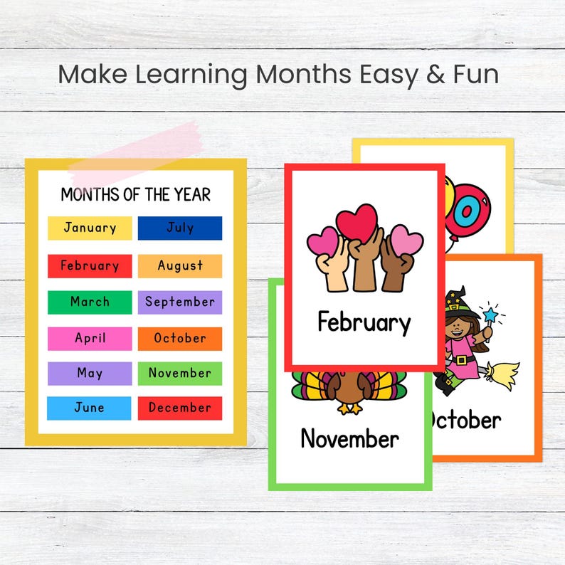 Months of the Year Flashcards Bundle | Classroom Decor for Teachers ...