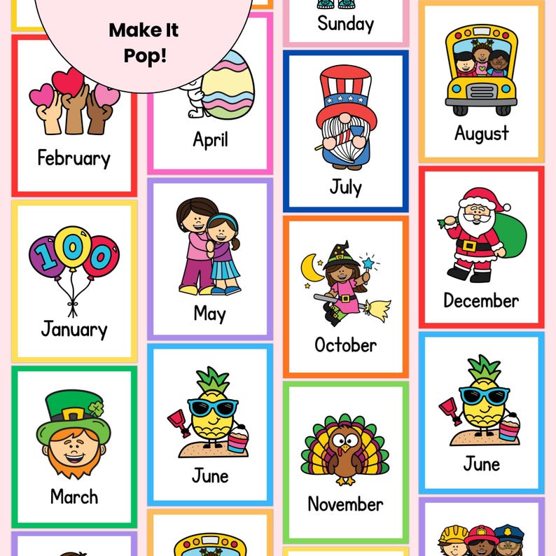 Months of the Year Flashcards Bundle | Classroom Decor for Teachers ...