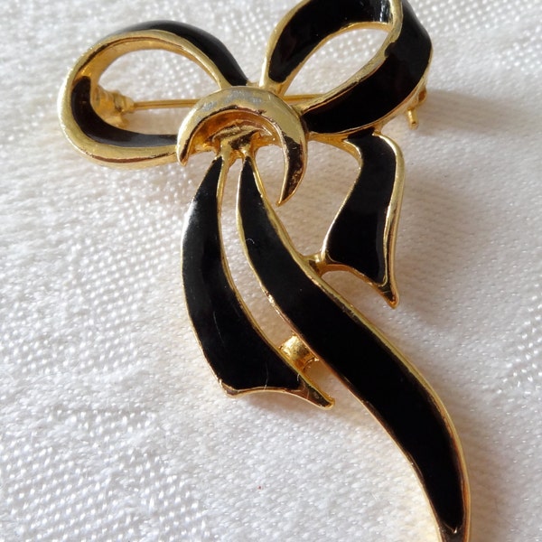 Gold Tone Bow Brooch Etsy