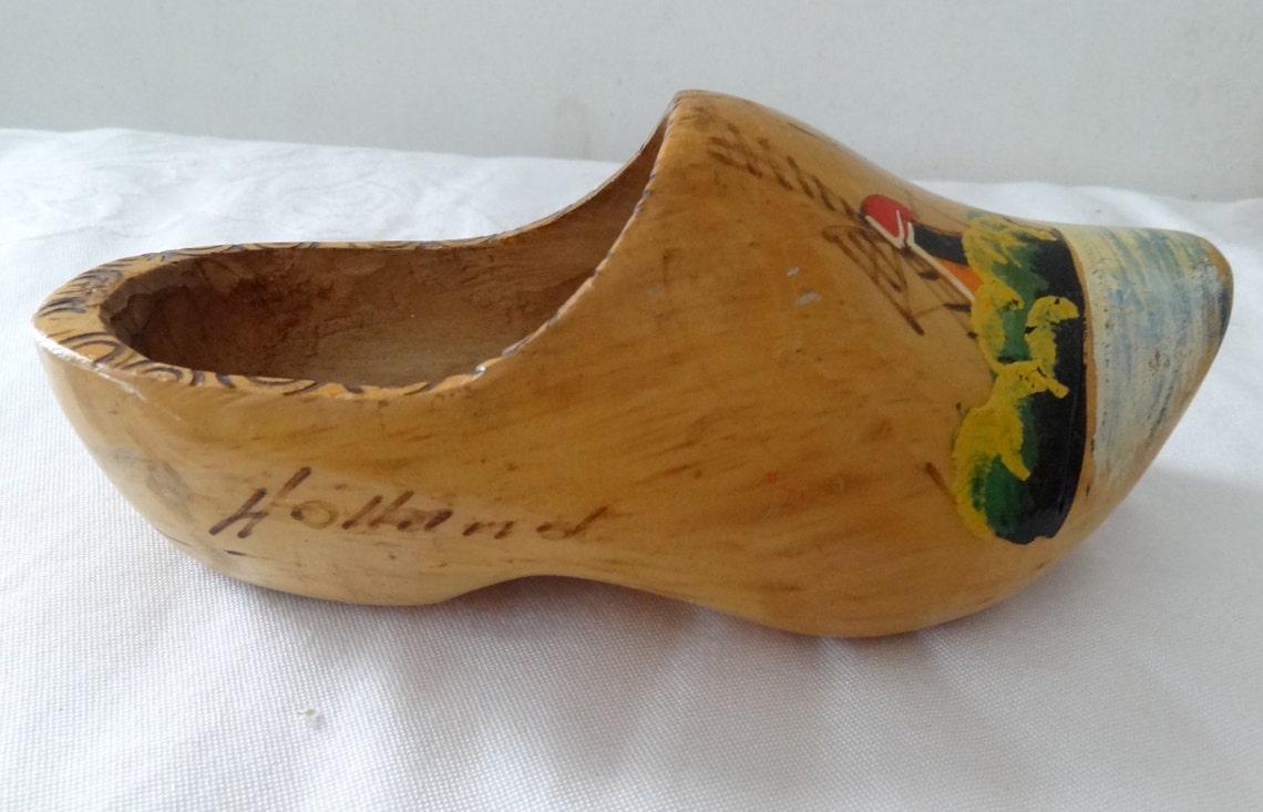 Wooden Shoe Clog Sabot Hand Painted Windmill Sail Boat - Etsy