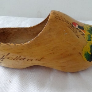 Wooden Shoe Clog Sabot Hand Painted Windmill Sail Boat Souvenir of ...