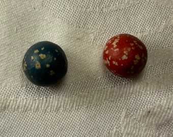 Antique Painted Poison Green Clay Marbles: 19th Century Victorian Game ...