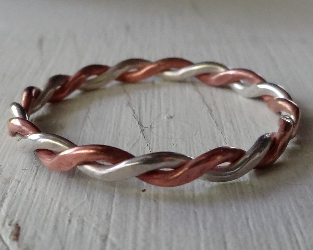 Dainty Little Twisted, Hammered Copper and Sterling Silver Hand Made ...