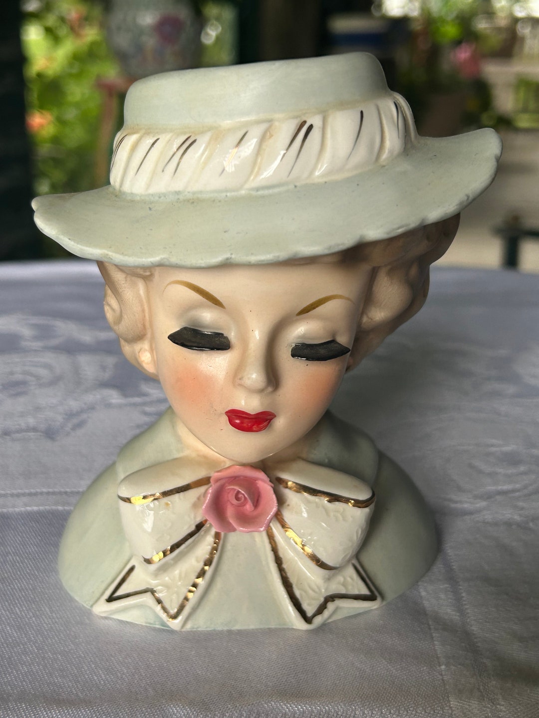 Vintage Inarco Porcelain Lady Head Vase - Etsy