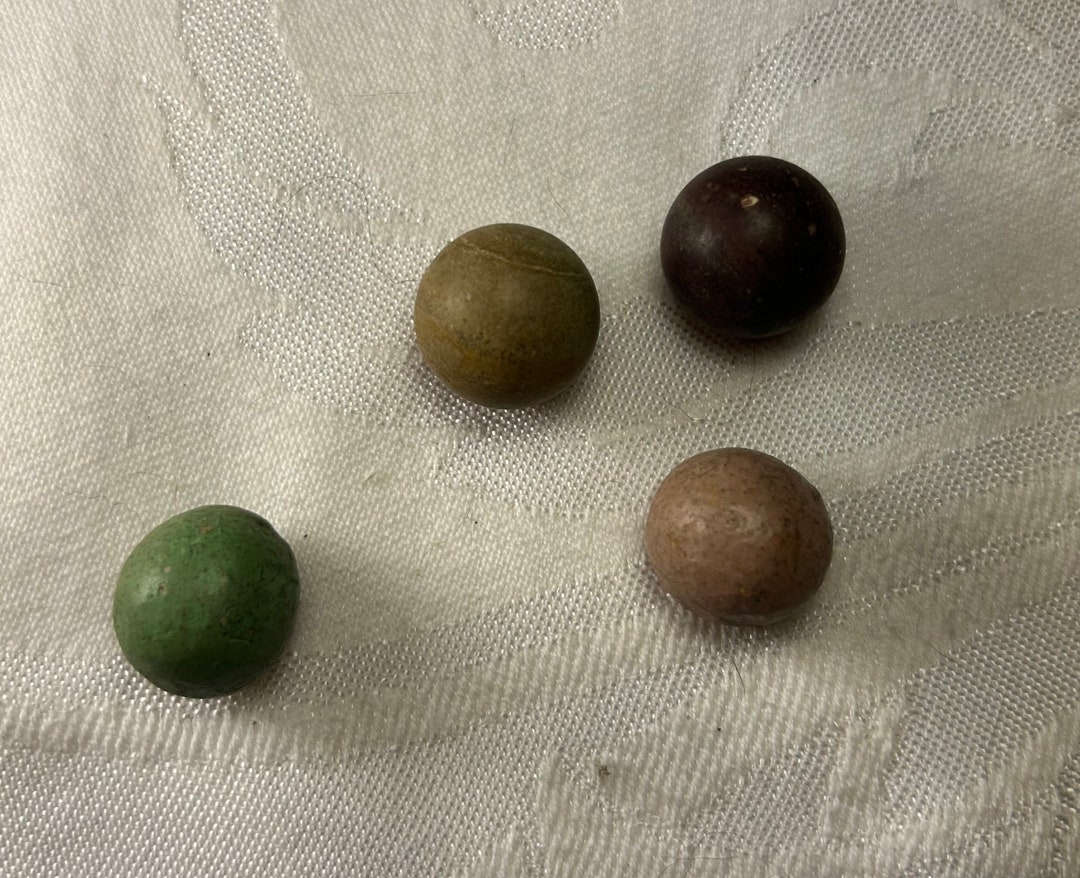 Four Antique Handmade Clay Marbles - Etsy