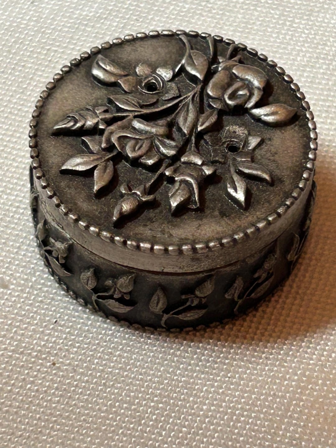 Little Round Pewter Box and Brooch - Etsy