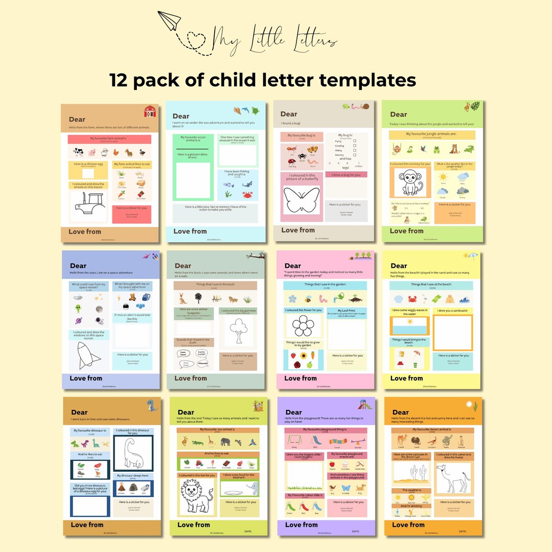 Kids Pen Pal Templates: 24 Printable Letter Templates for Children Aged ...