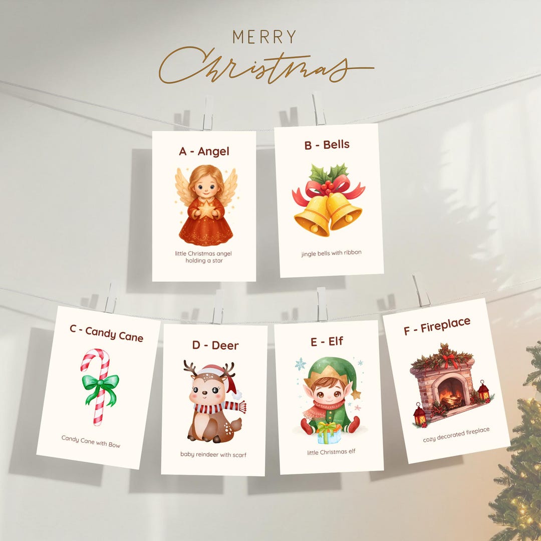 Christmas Alphabet Flashcards A–Z | 3.5”x5” | Kids Learning | Preschool ...