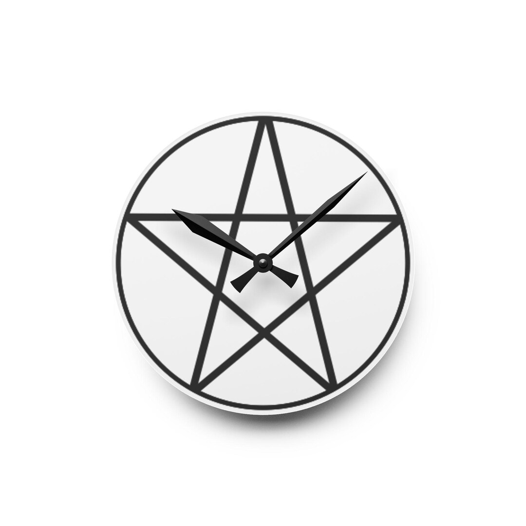 Pentagram Acrylic Wall Clock | Minimal Occult Decor, Black and White - Etsy