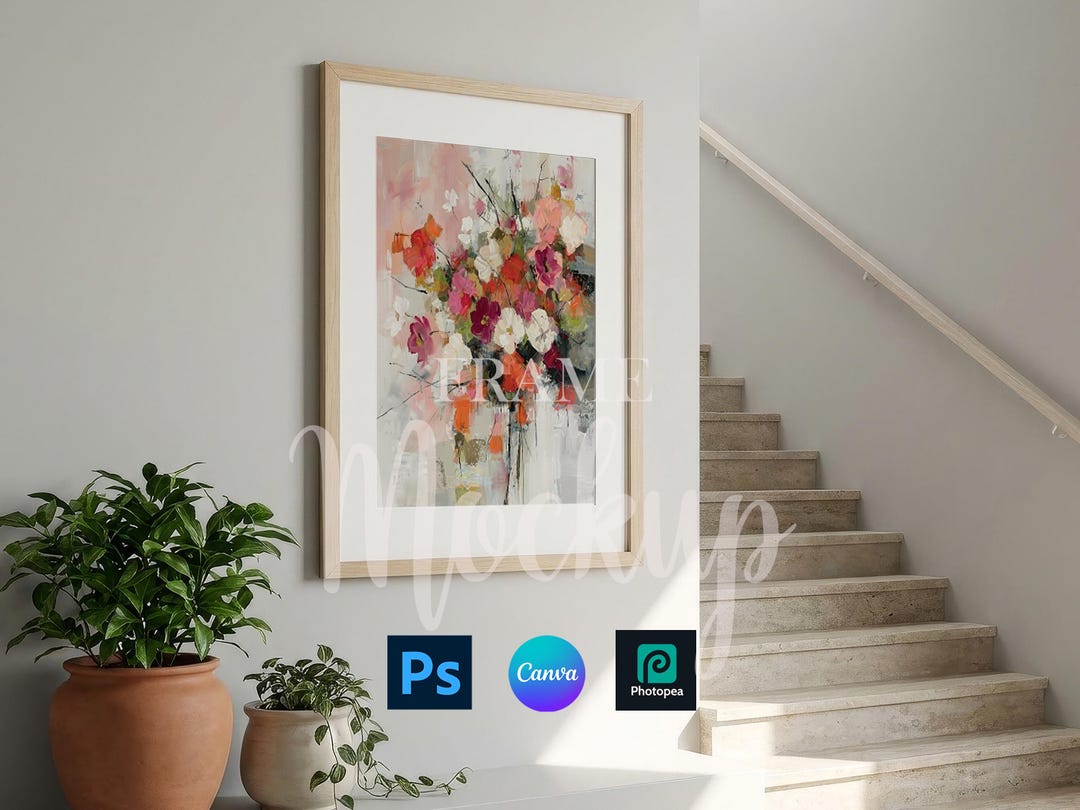Minimalist Staircase Vertical Frame Mockup 2:3 Ratio PSD Photoshop ...