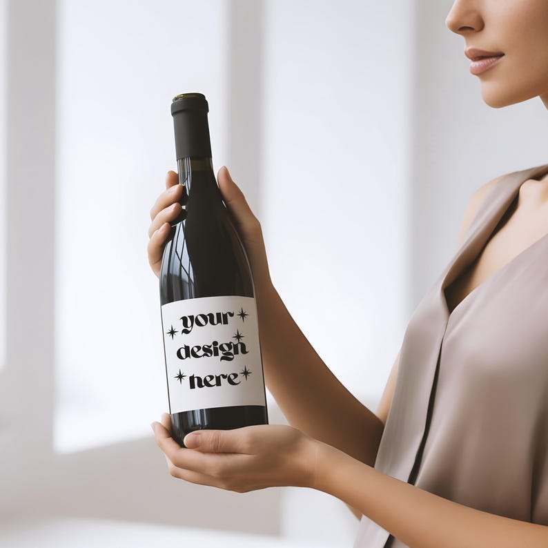 Red Wine Bottle Label Mockup Editable Canva Template PSD Photoshop File ...