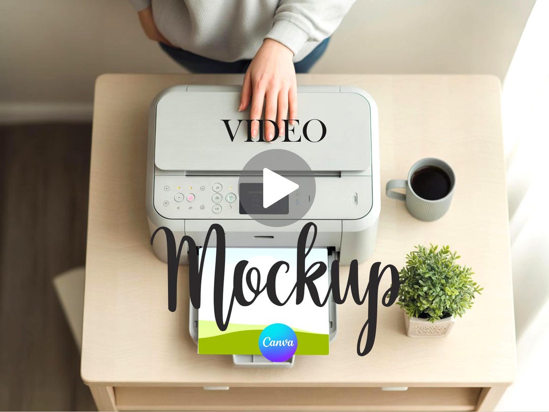 Canva Printer Mockup Video With Person Drag and Drop Animated Template ...