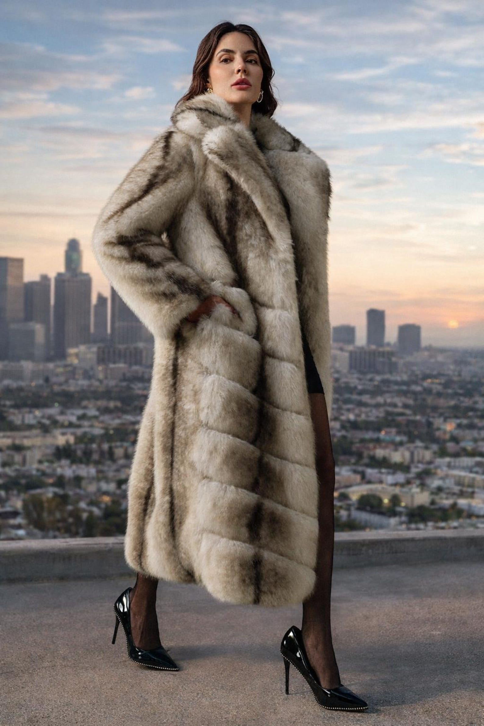 Luxury Faux Fur Long Coat for Women – Elegant Winter Warm Overcoat ...