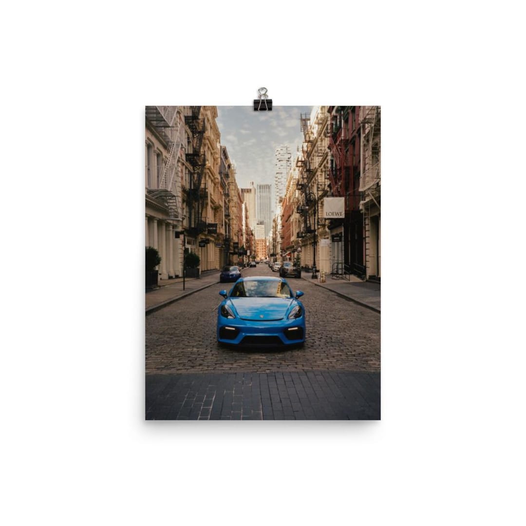 Shark Blue Porsche Cayman GT4 in Soho, New York City – Fine Art ...