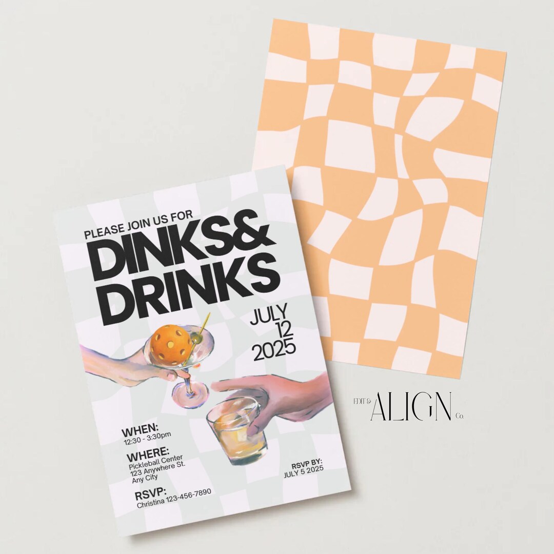 Summer Dinks & Drinks Green Party Design | Editable Pickleball Event ...