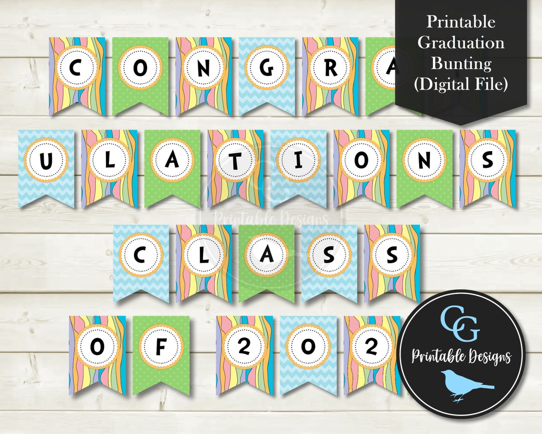 Graduation Bunting Banner - Congratulations Class of 2025 - Pastel ...