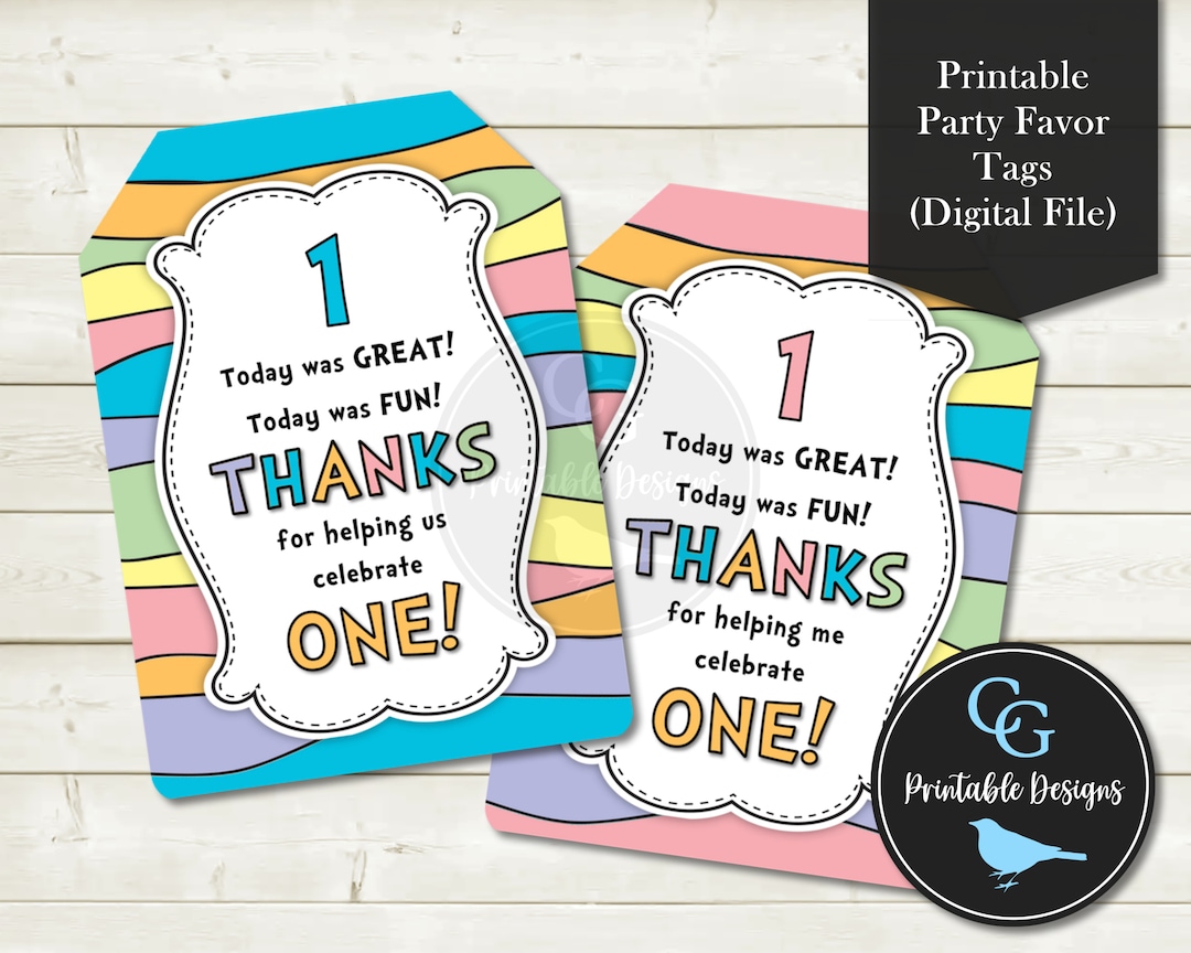 Printable Pastel Rainbow Thank You Tags - 1st First Birthday - Goody ...