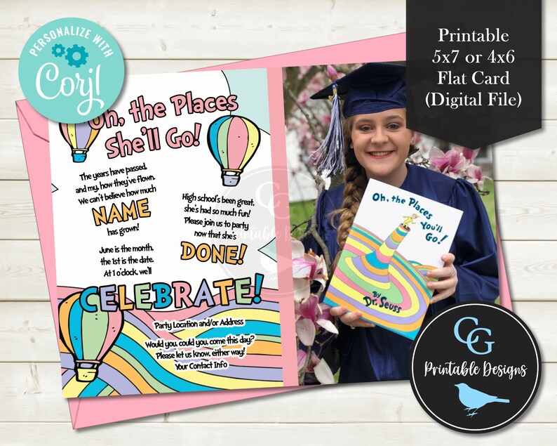 DIY Graduation Invitation Pastel Rainbow High School - Etsy