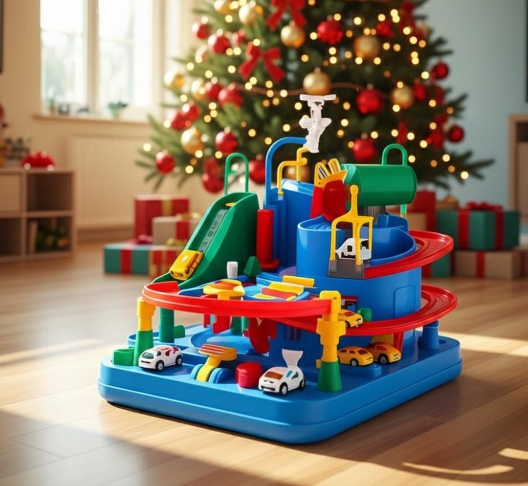Multi-level Interactive Toy Car Garage & Spiral Race Track - Etsy
