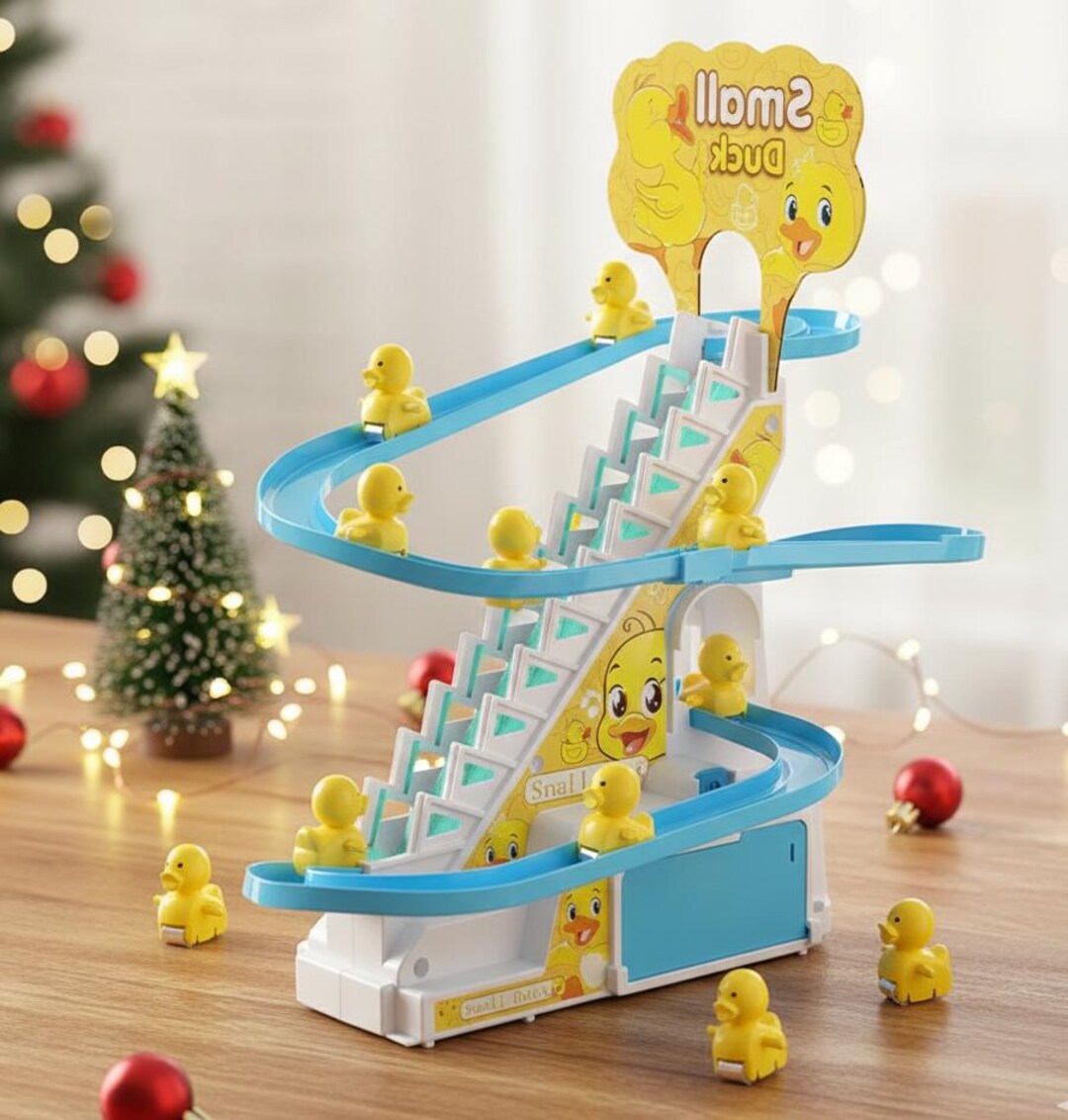 Musical Duck Slide Stair Toy | Climbing Race Track & Flashing Lights ...
