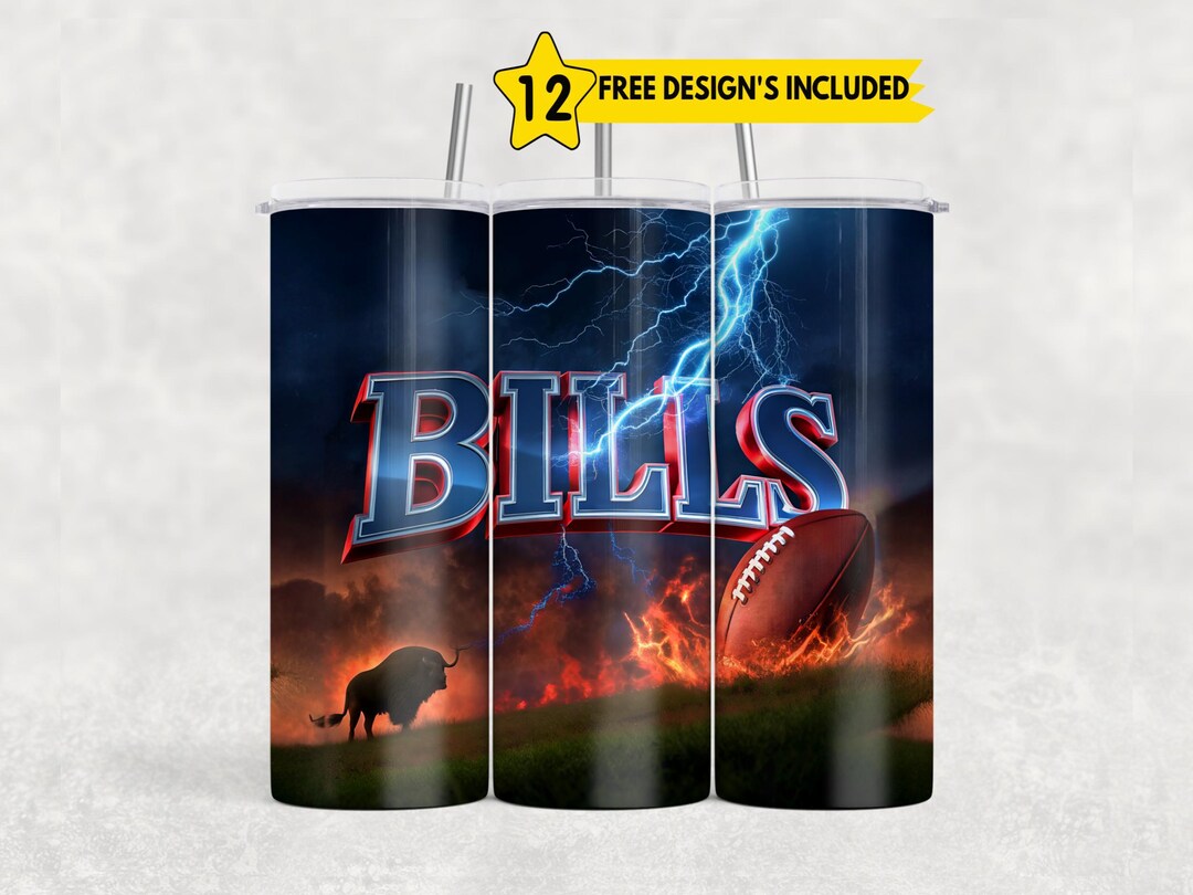 Bills Football Fan 20 Oz Seamless Skinny Tumbler Sublimation Design ...