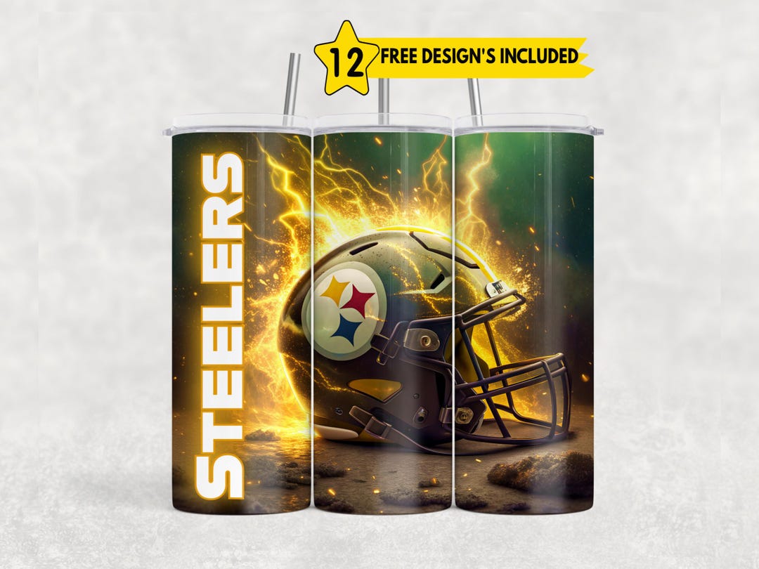 Steelers Football 20oz Seamless Skinny Tumbler Sublimation Design ...