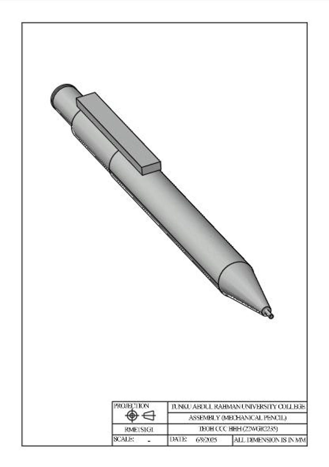 Autocad Design of a Mechanical Pencil - Etsy