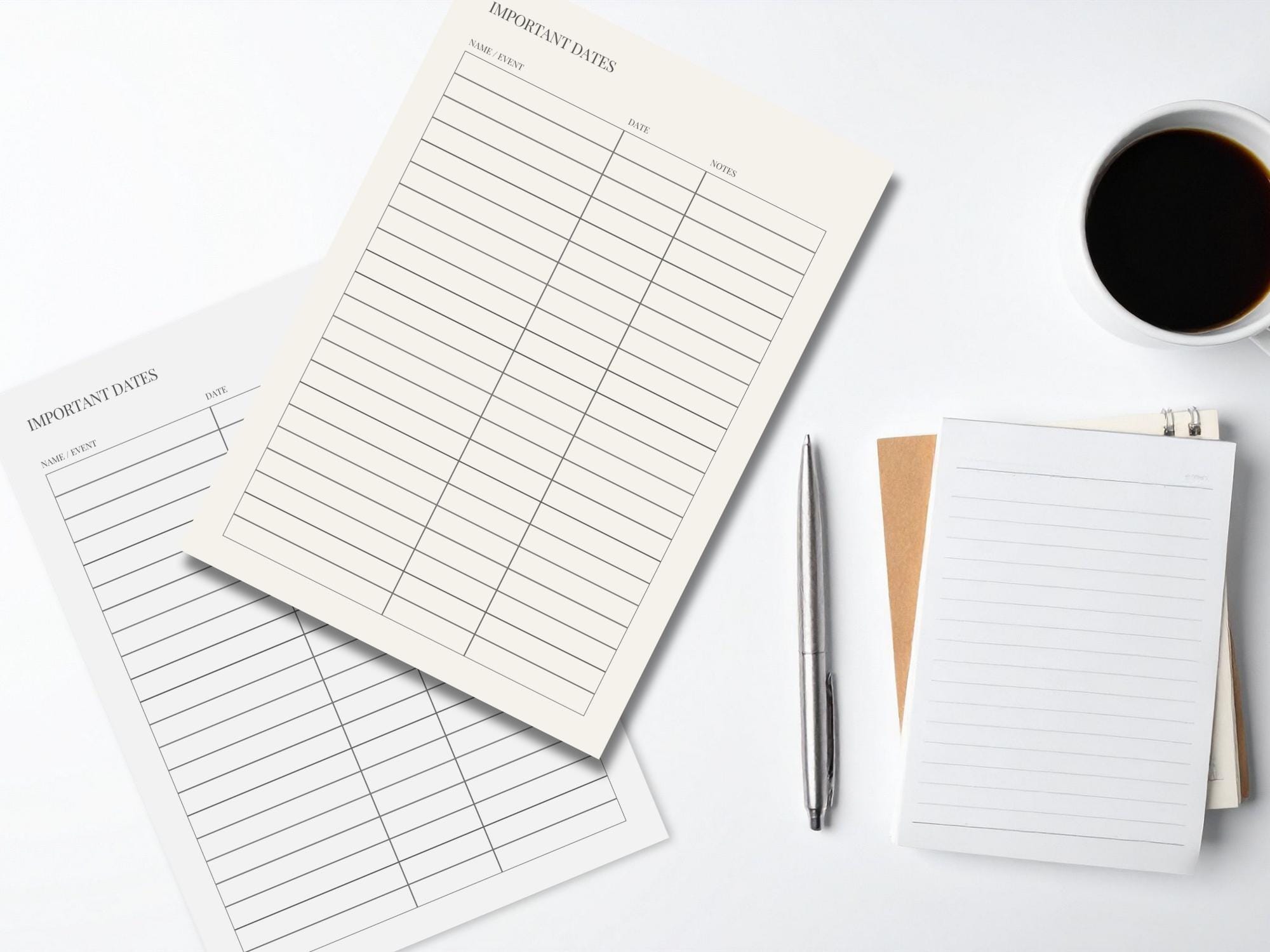 Important Dates Tracker Printable | Birthday & Annyversary Log ...