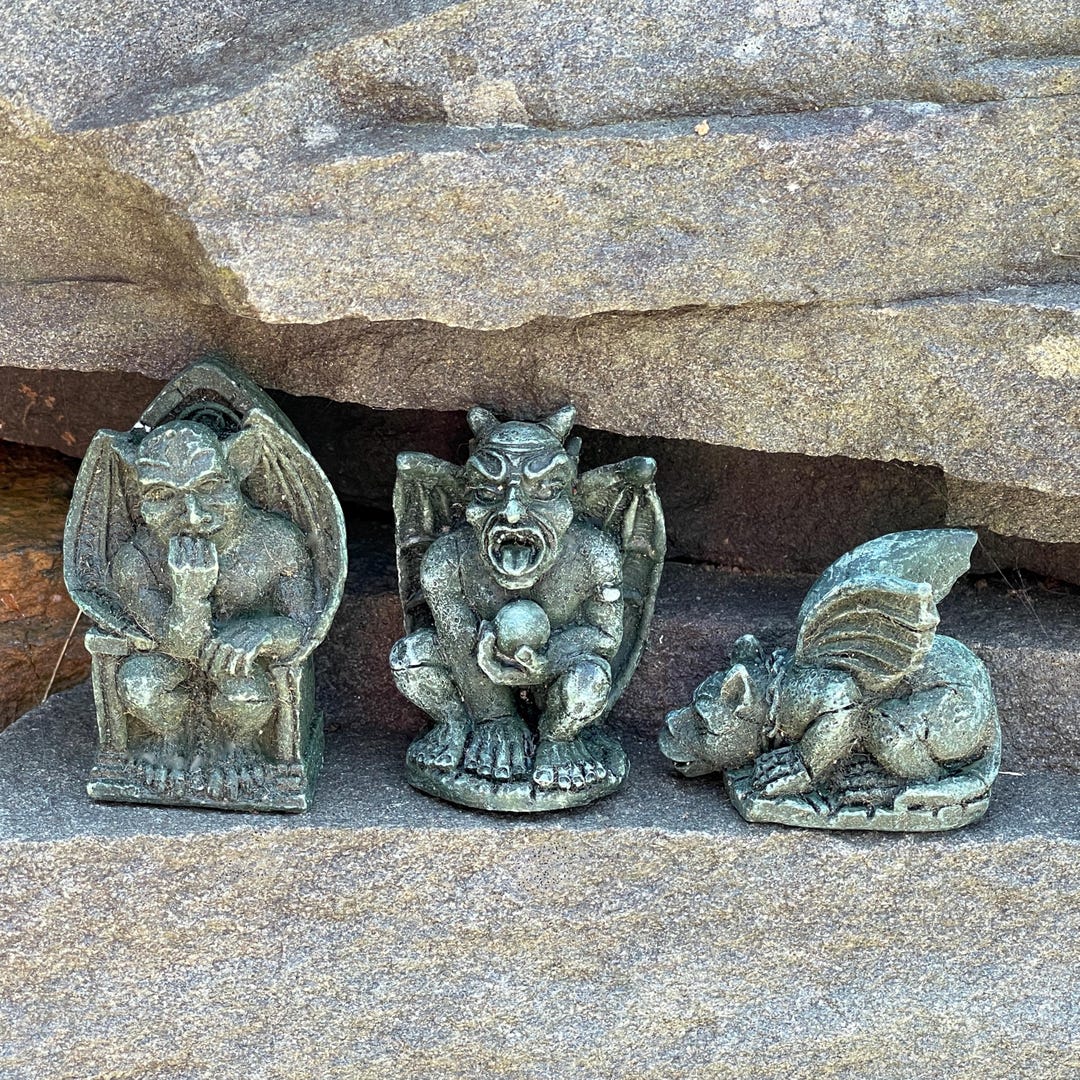 3 Miniature Gargoyles Figures - Etsy