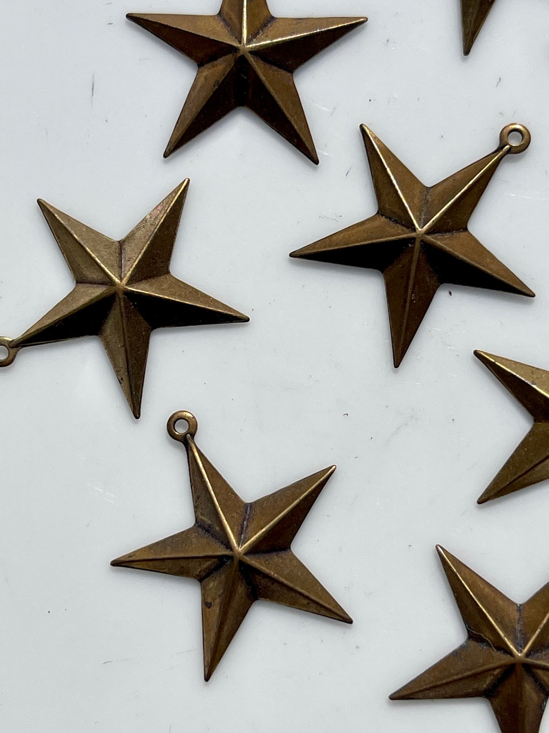 Vintage Brass Star Charms 10pcs - Etsy