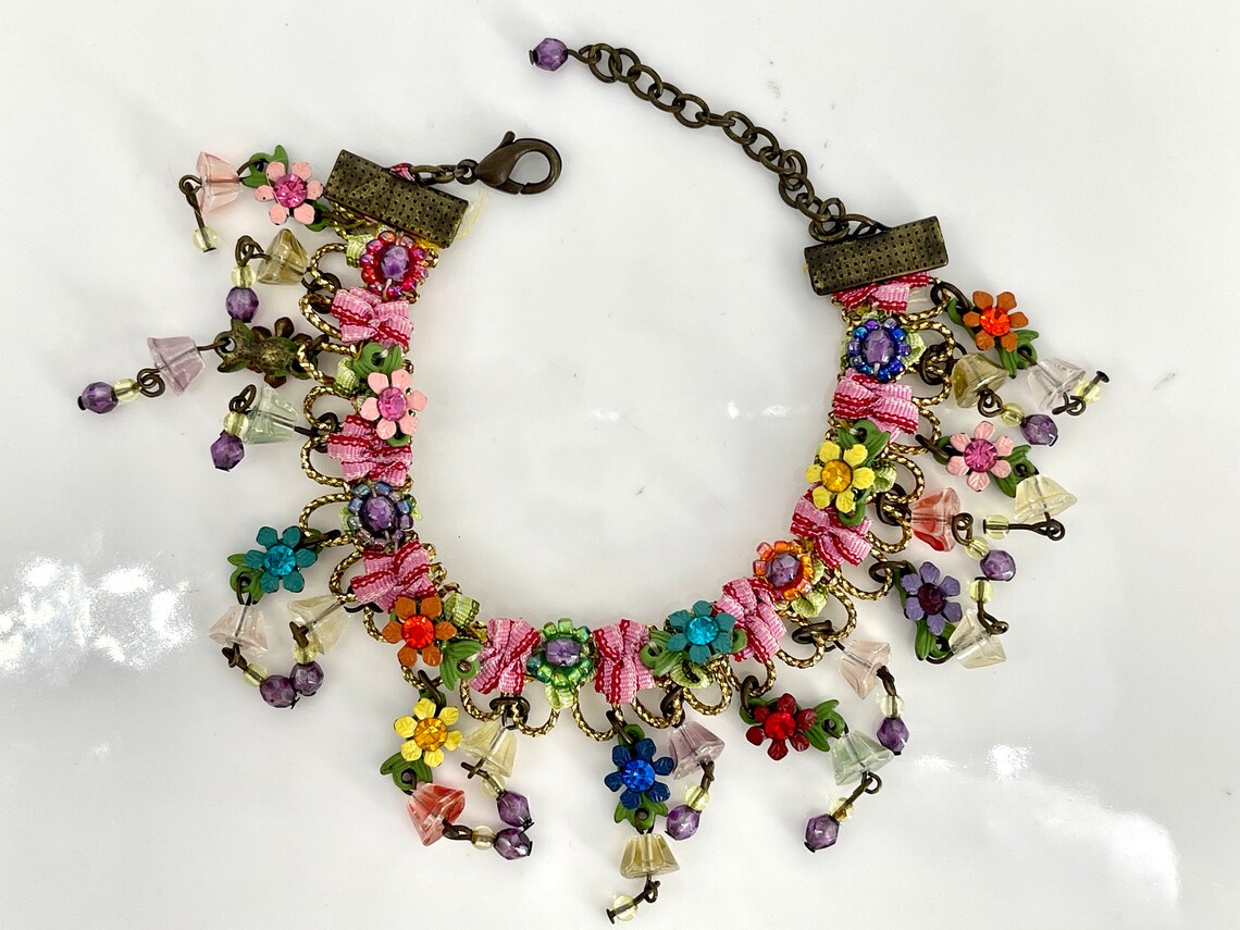 Rare Boho Michal Negrin Swarovski Crystal Flower Bracelet - Etsy