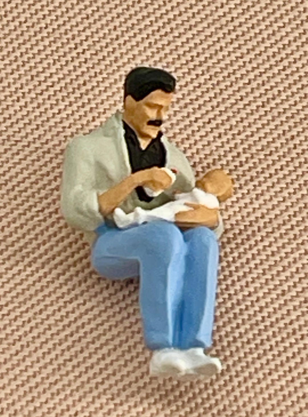 Miniature Father With Baby Seated Figure - Etsy