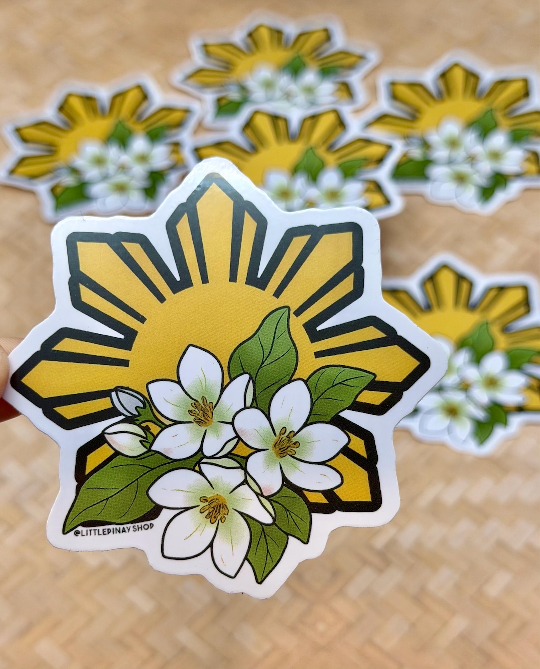 Filipino Sun Sampaguita Sticker | Waterproof Vinyl Decal - Etsy