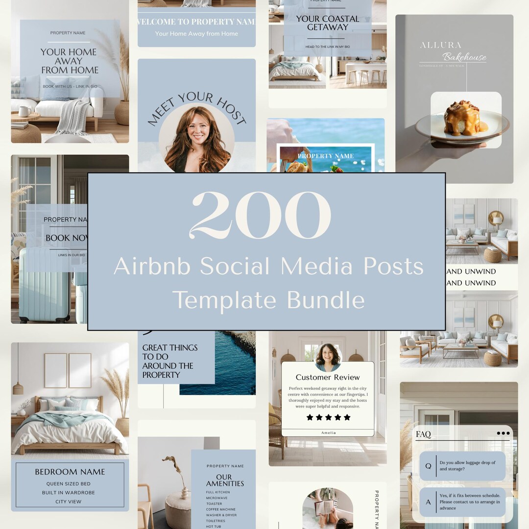 Airbnb Instagram Template Bundle VRBO Host Social Media Posts Bundle ...