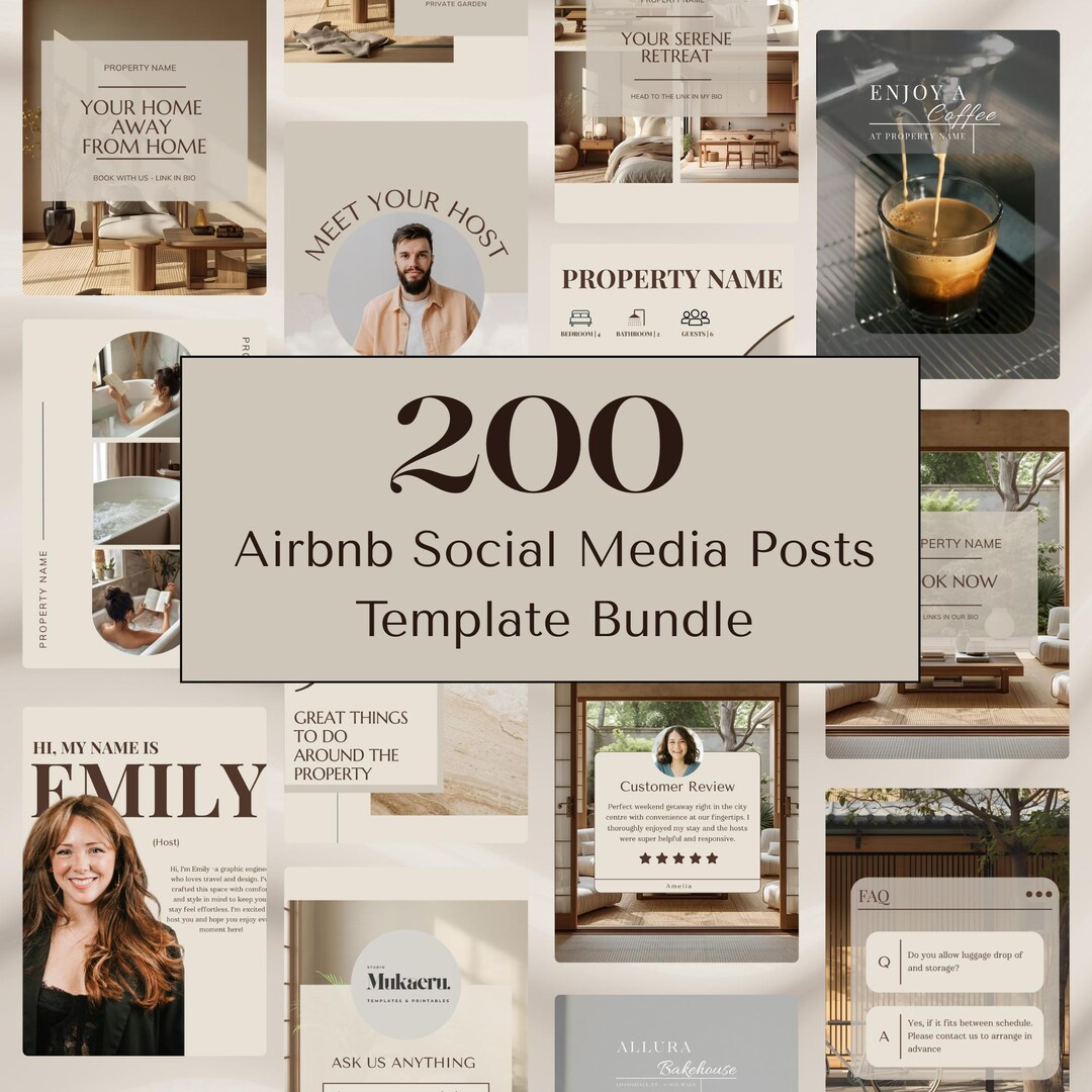 Airbnb Instagram Template Bundle VRBO Host Social Media Posts Bundle ...
