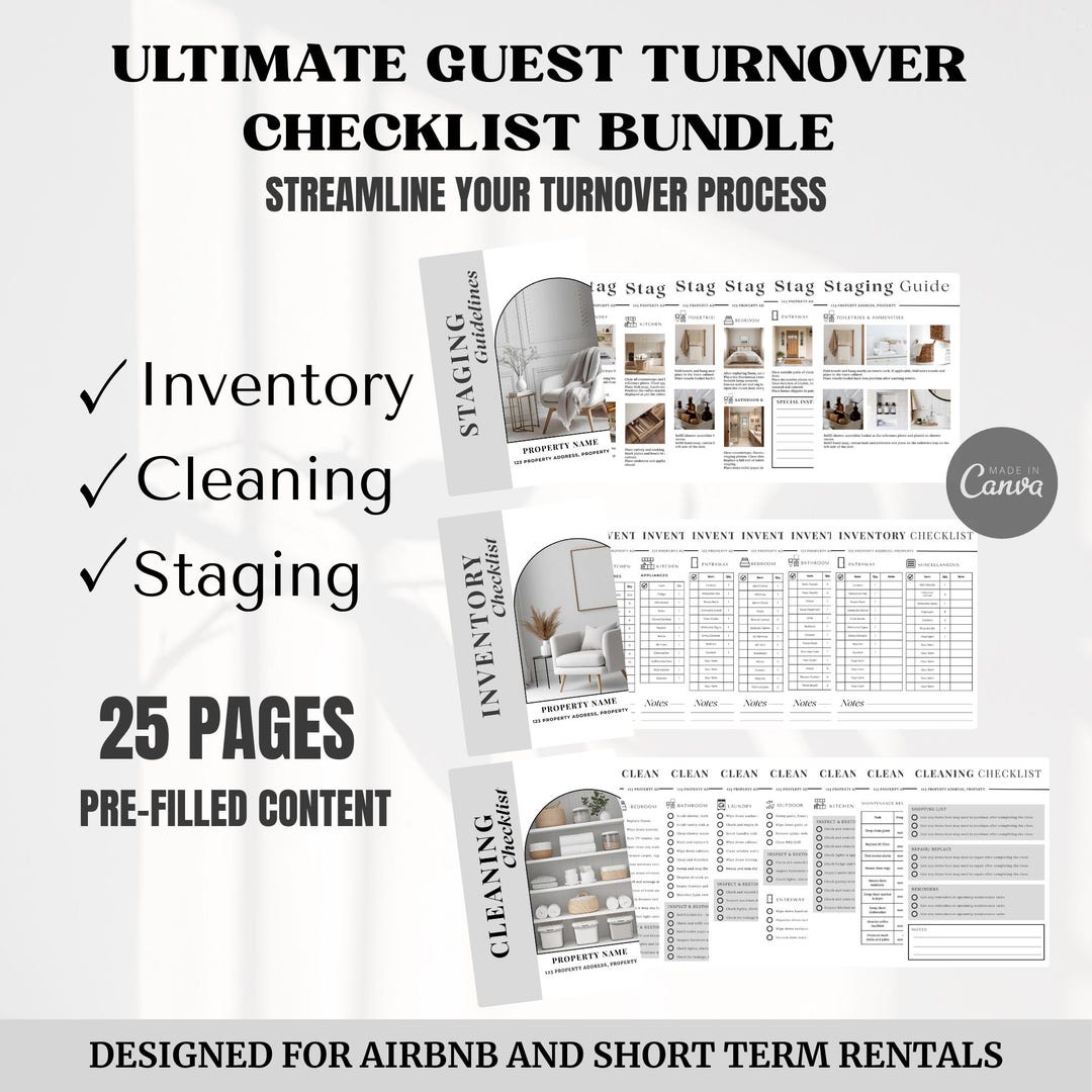 Airbnb Guest Turnover Checklist Bundle Template Inventory Checklist ...