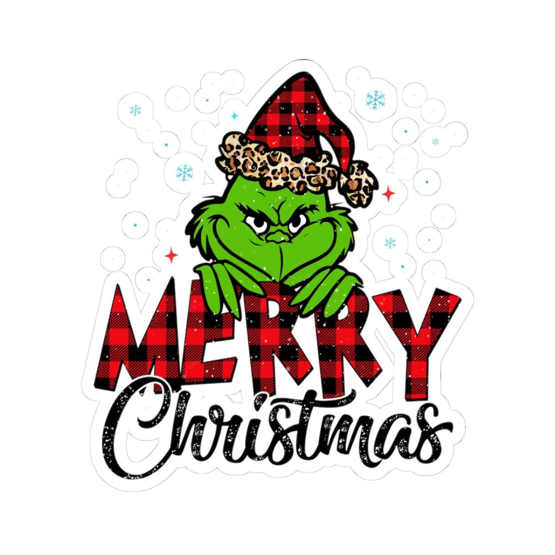 Grinch Merry Christmas Sticker | Kiss-cut Sticker - Etsy