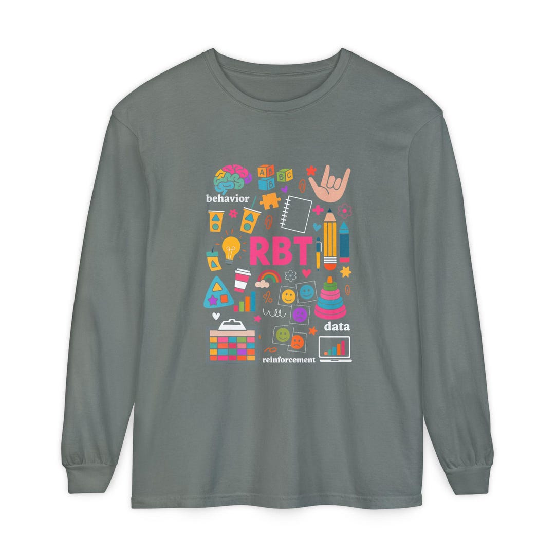 RBT Therapy Icons Long Sleeve Shirt | ABA Behavior Data Reinforcement ...