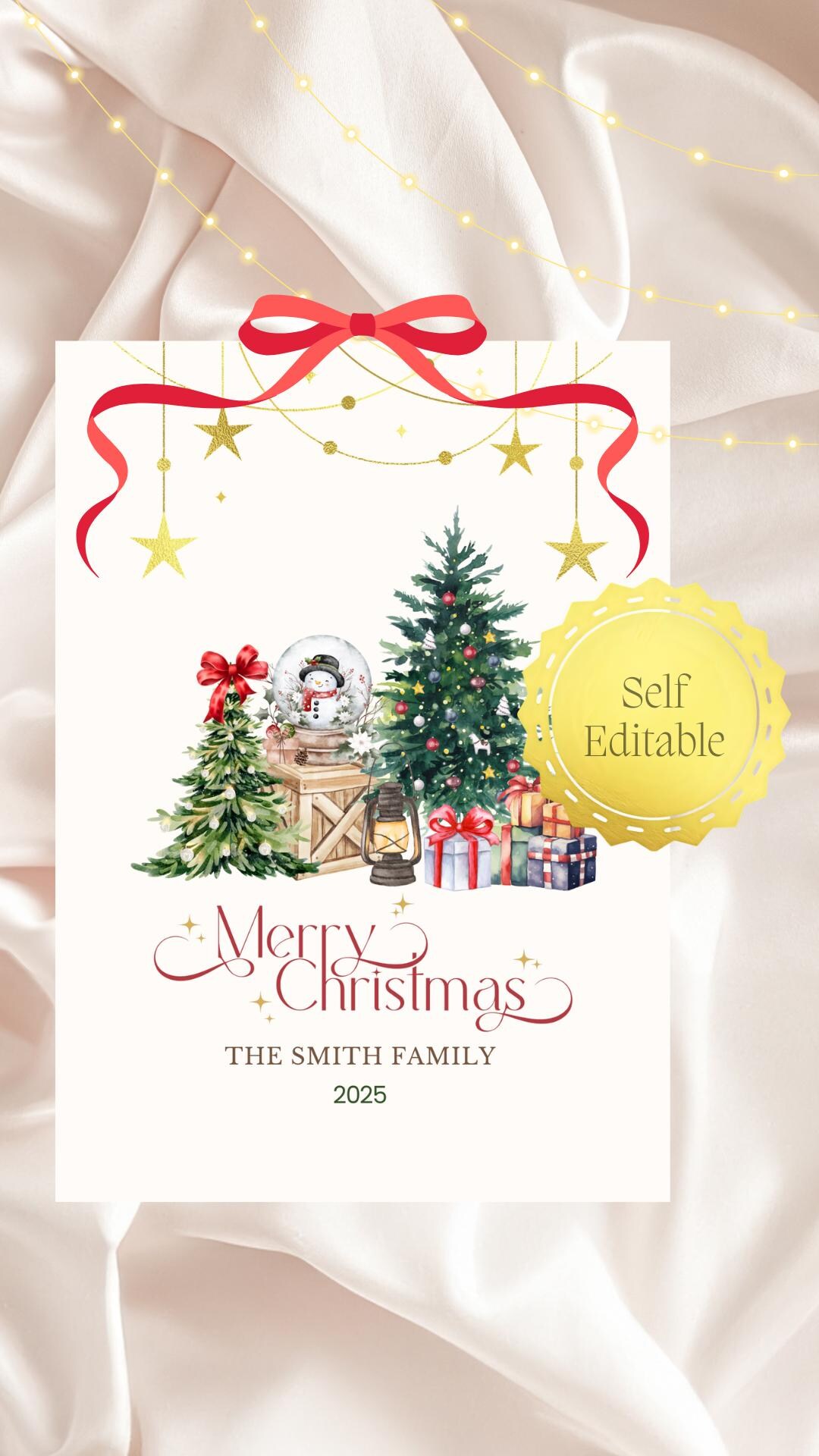 Editable Christmas Card Template, Canva Holiday Invite (digital ...