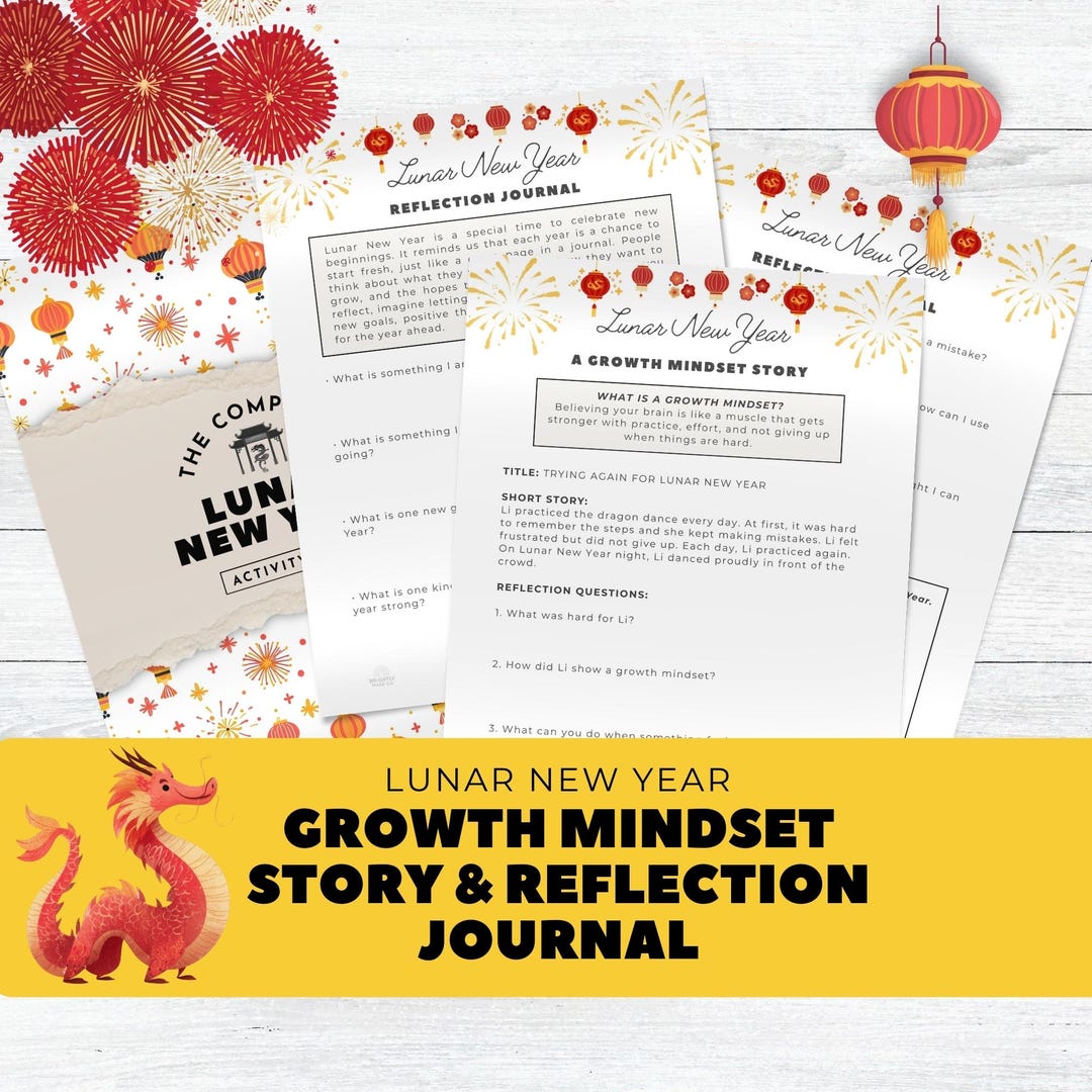 Growth Mindset Story Reflection Journal, Lunar New Year, SEL, Goal ...