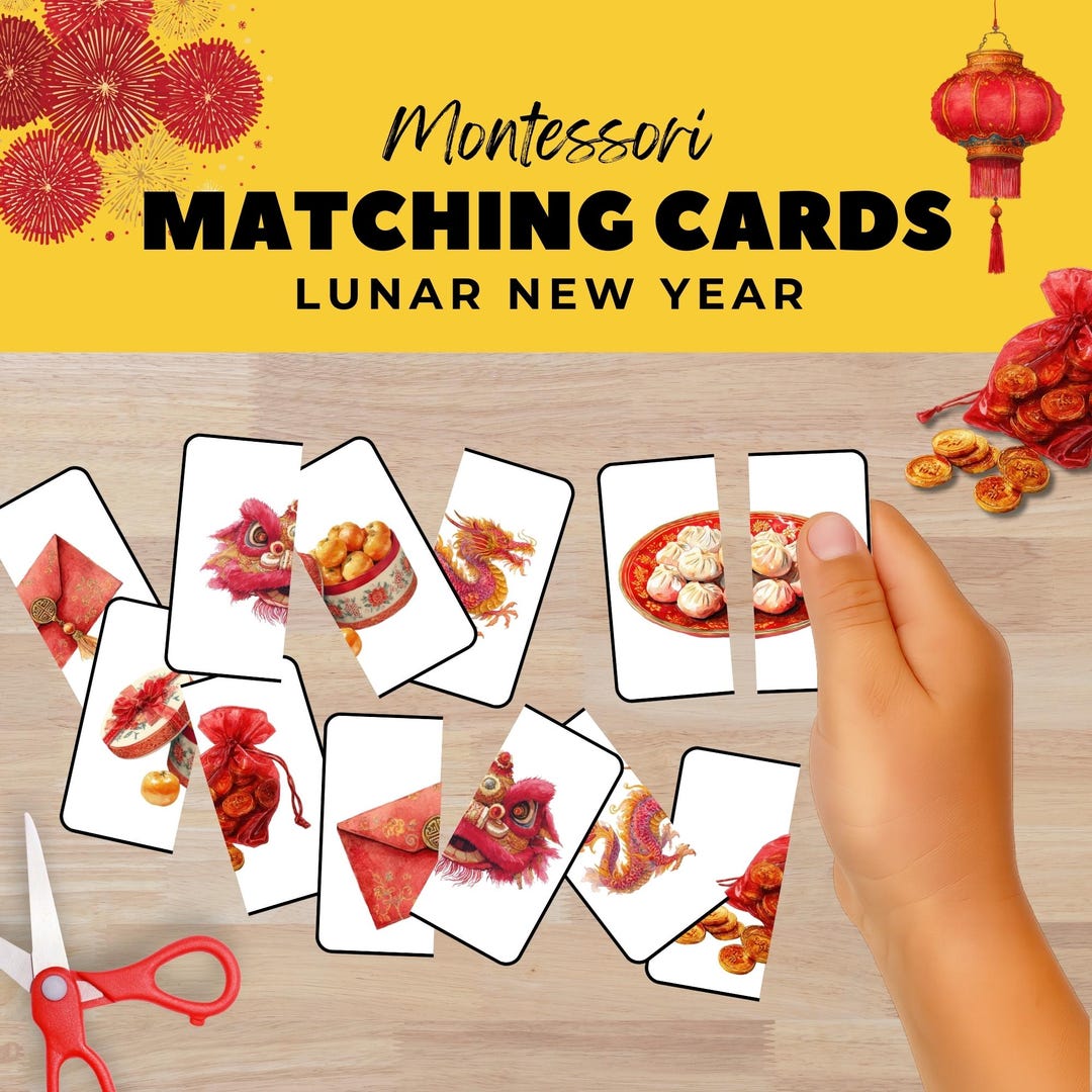 Lunar New Year Montessori Matching Cards, Preschool, Kindergarten ...